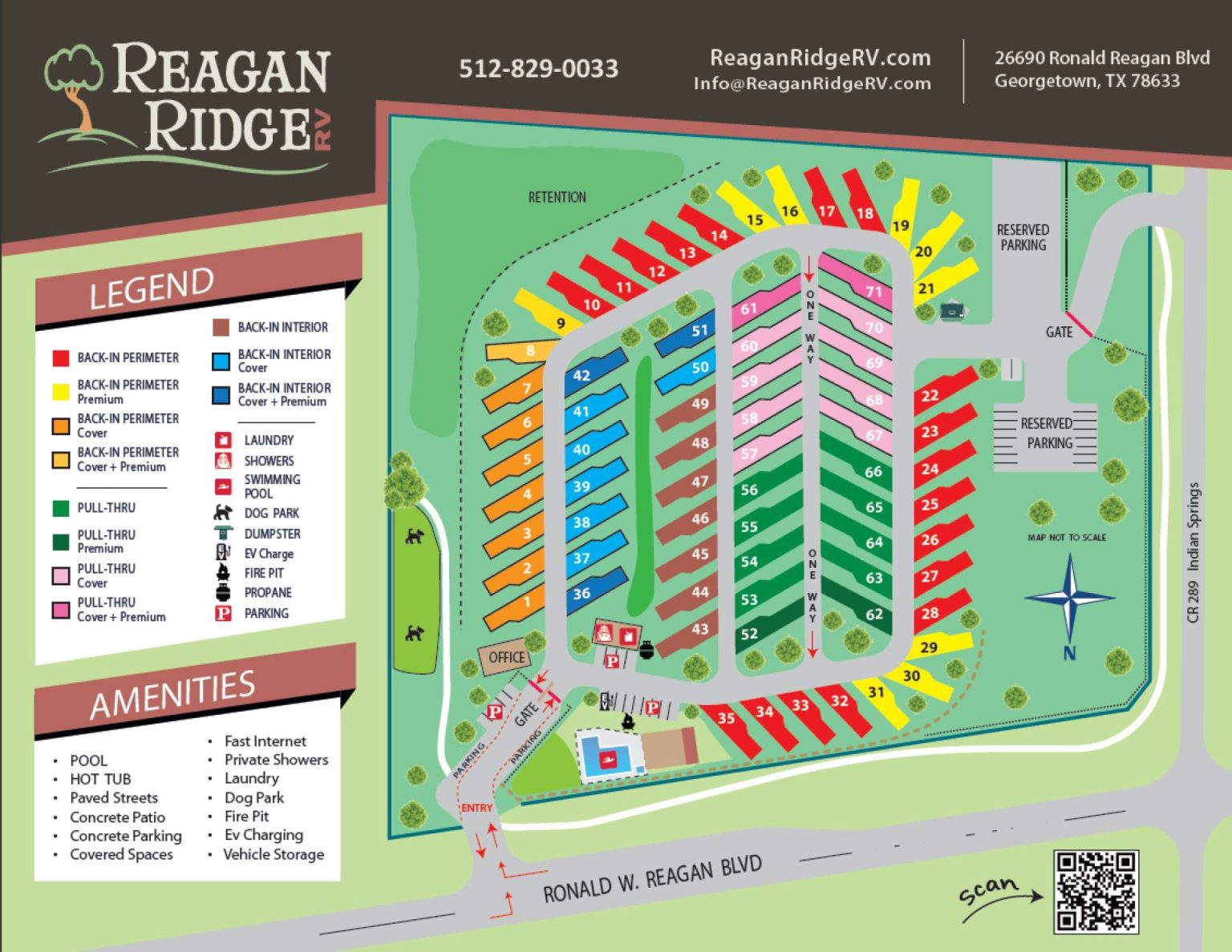 Resort Map of Reagan Ridge RV Park in Georgetown, Texas