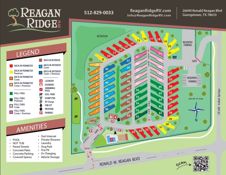 Resort Map of Reagan Ridge RV Park in Georgetown, Texas